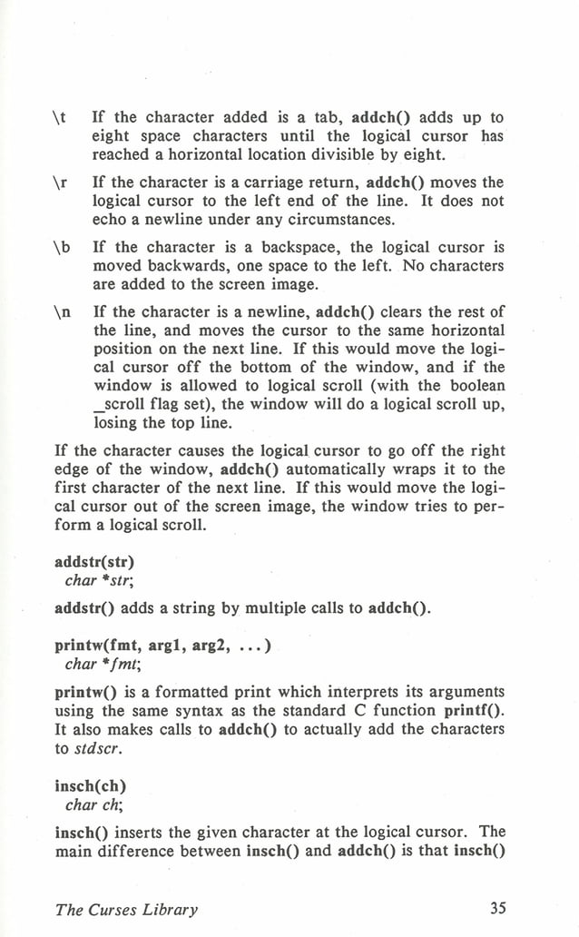 Programming with curses C programming language Unix Systems | PDF