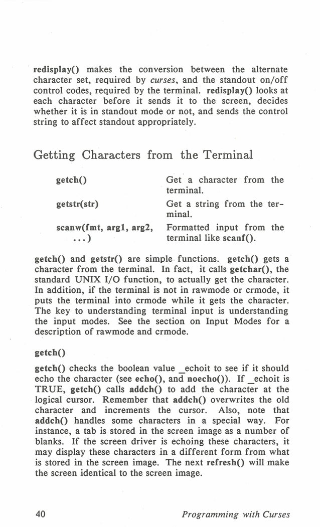 Programming with curses C programming language Unix Systems | PDF