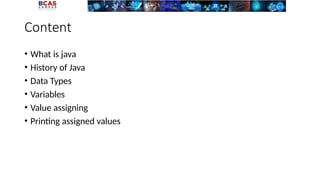 Programming with JAVA language presentation.pptx | Programming Languages | Computing