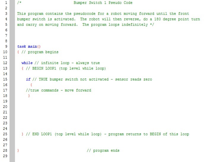 Programming with sensors bumper switch 1