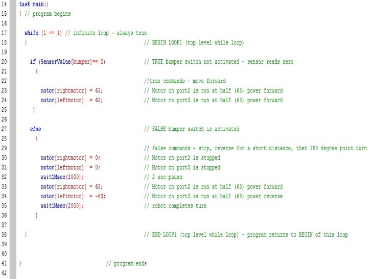Programming with sensors bumper switch 1