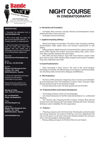 Night course in Cinematography Program 2016/2017 | PDF