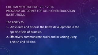 Program outcomes and learning outcomes | PPTX