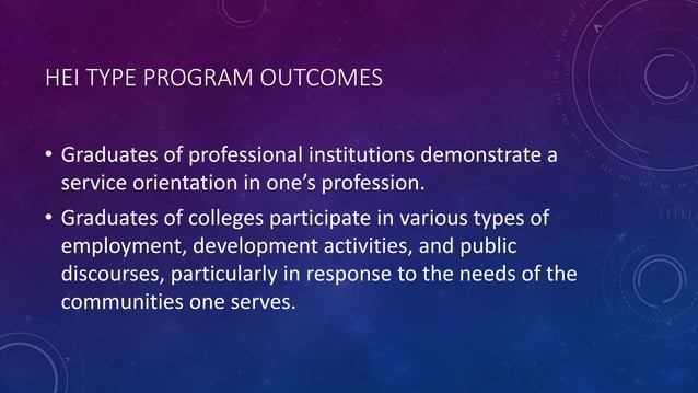 Program outcomes and learning outcomes | PPTX