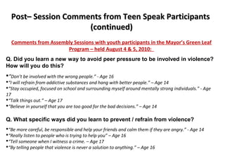 Teen Speak Program Overview | PPT | Parenting Teens | Parenting