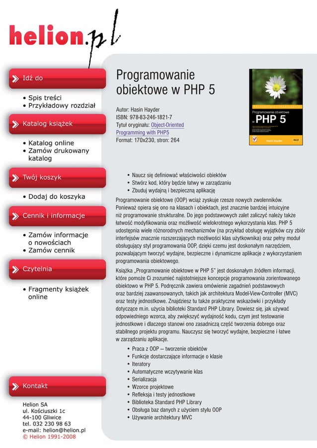Programowanie obiektowe w PHP 5 | PDF