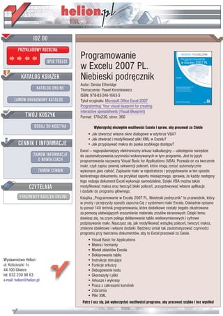 Programowanie w Excelu 2007 PL. Niebieski podręcznik | PDF