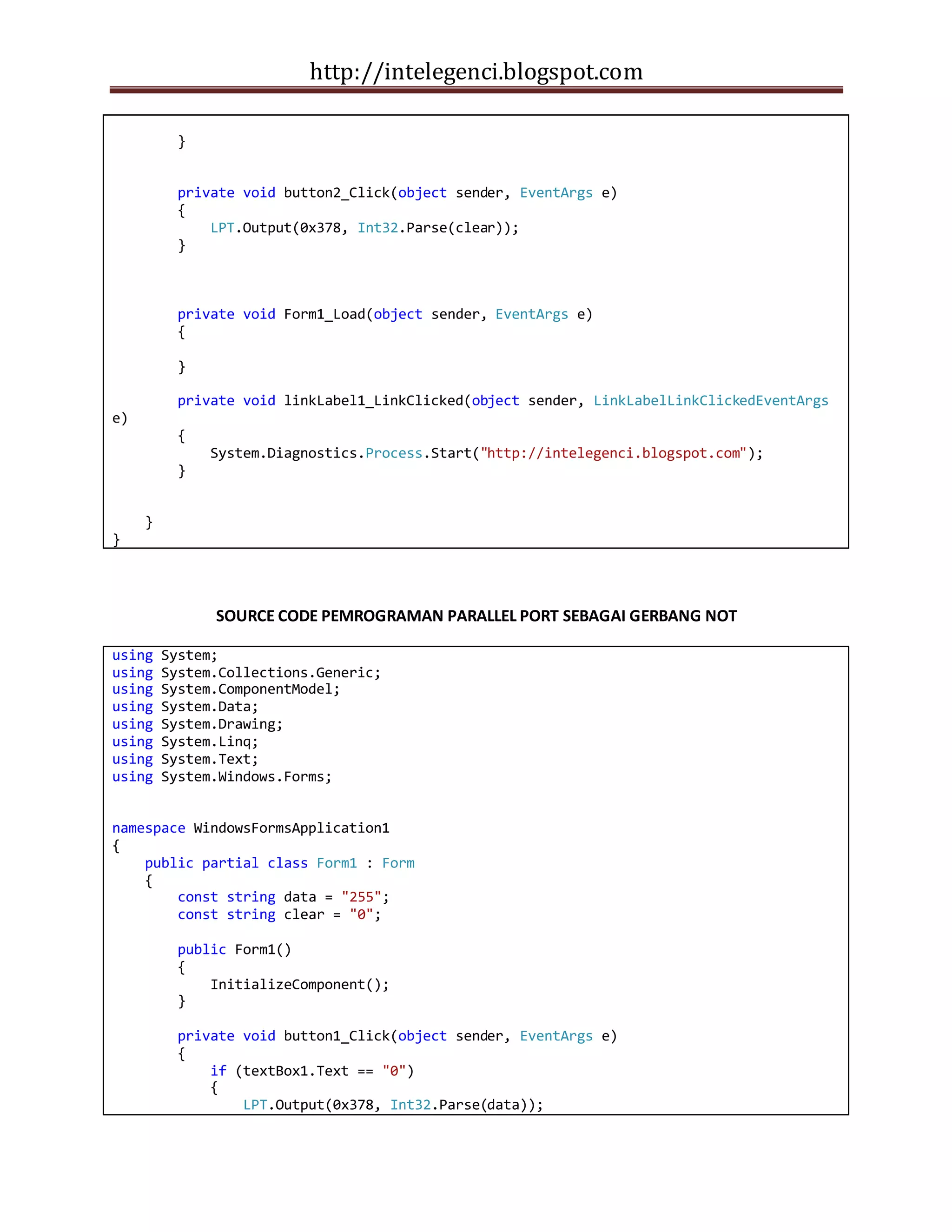 Program parallel port sebagai gerbang logika | PDF
