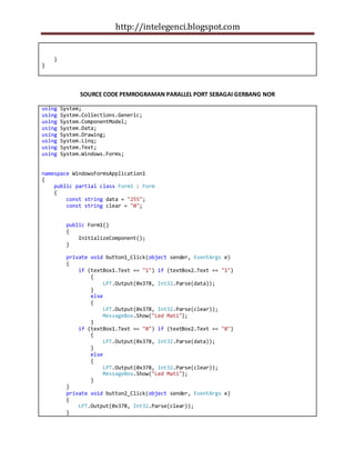 Program parallel port sebagai gerbang logika | DOCX