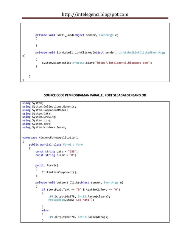 Program parallel port sebagai gerbang logika | PDF