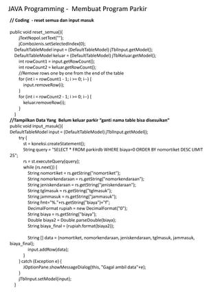 Program Parkir dengan JavaNetBeans | PDF