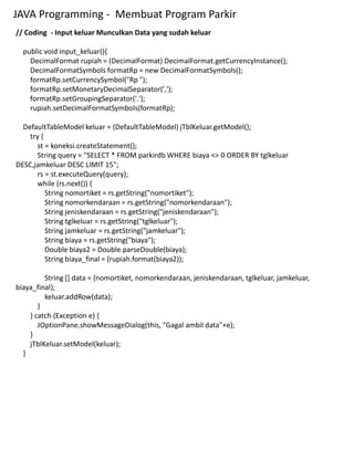 Program Parkir dengan JavaNetBeans | PDF