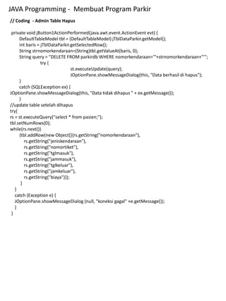 Program Parkir dengan JavaNetBeans | PDF