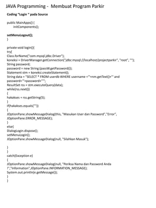 Program Parkir dengan JavaNetBeans | PDF