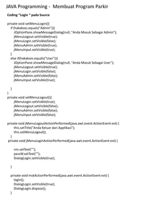 Program Parkir dengan JavaNetBeans | PDF
