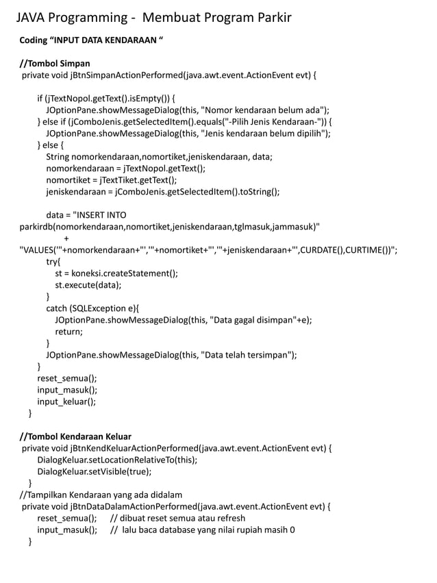 Program Parkir dengan JavaNetBeans | PDF