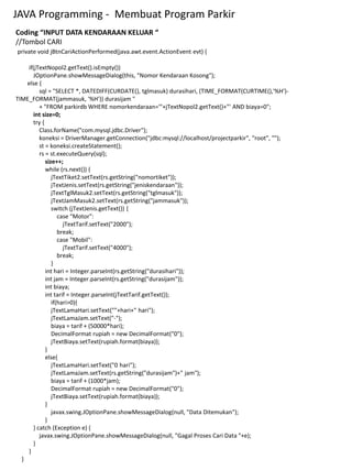 Program Parkir dengan JavaNetBeans | PDF
