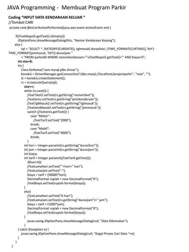 Program Parkir dengan JavaNetBeans | PDF