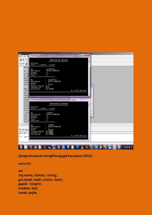 Program pascal menghitung gaji karyawan 2015 | PDF