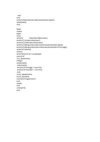 Program pascal menghitung ipk | PDF