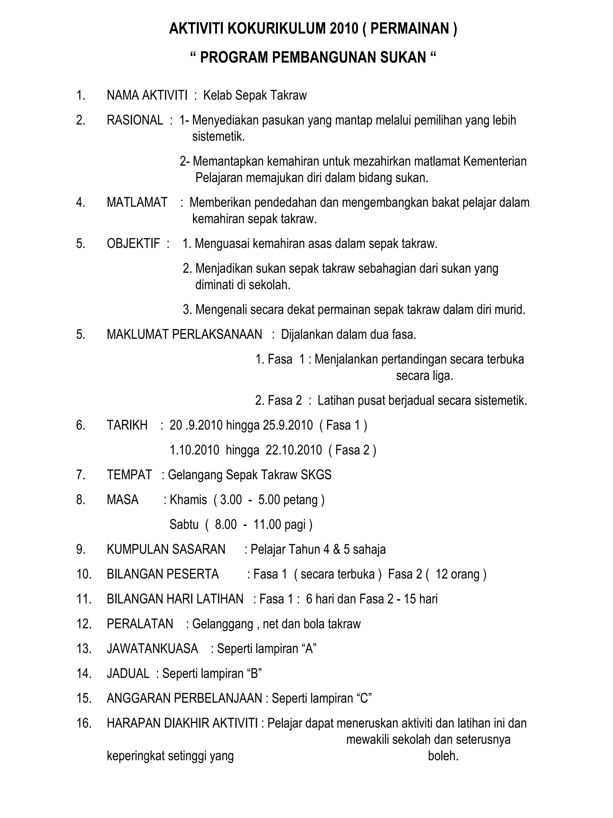Program pembangunan sukan | PDF
