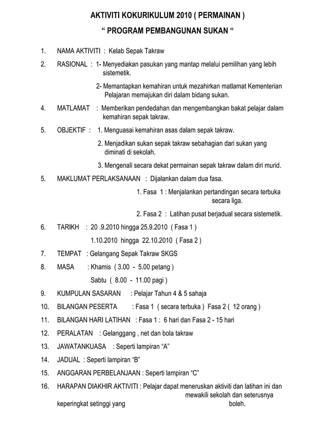 Program pembangunan sukan | PDF