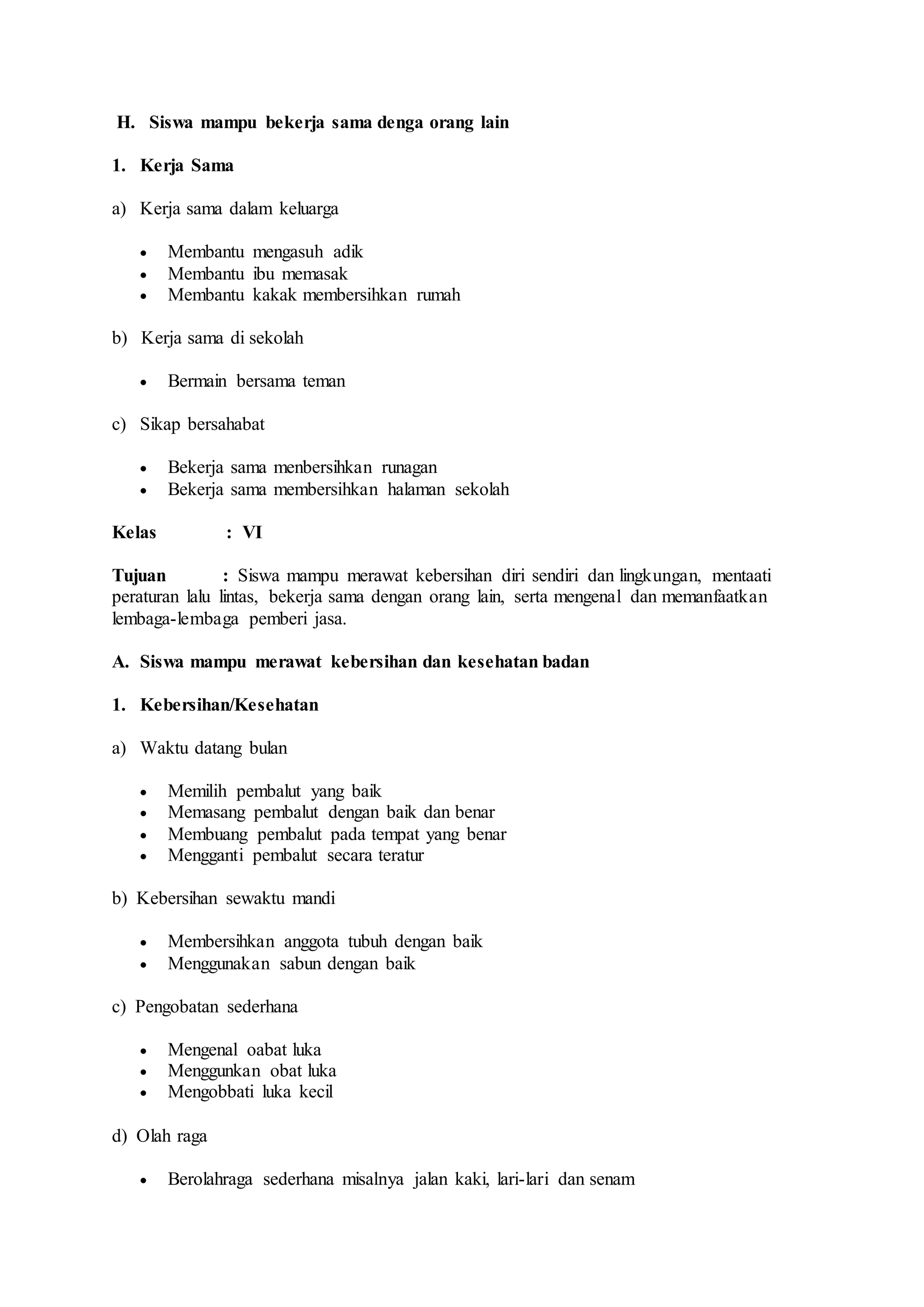 Program pengajaran bina diri | DOCX