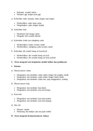 Program pengajaran bina diri | DOCX