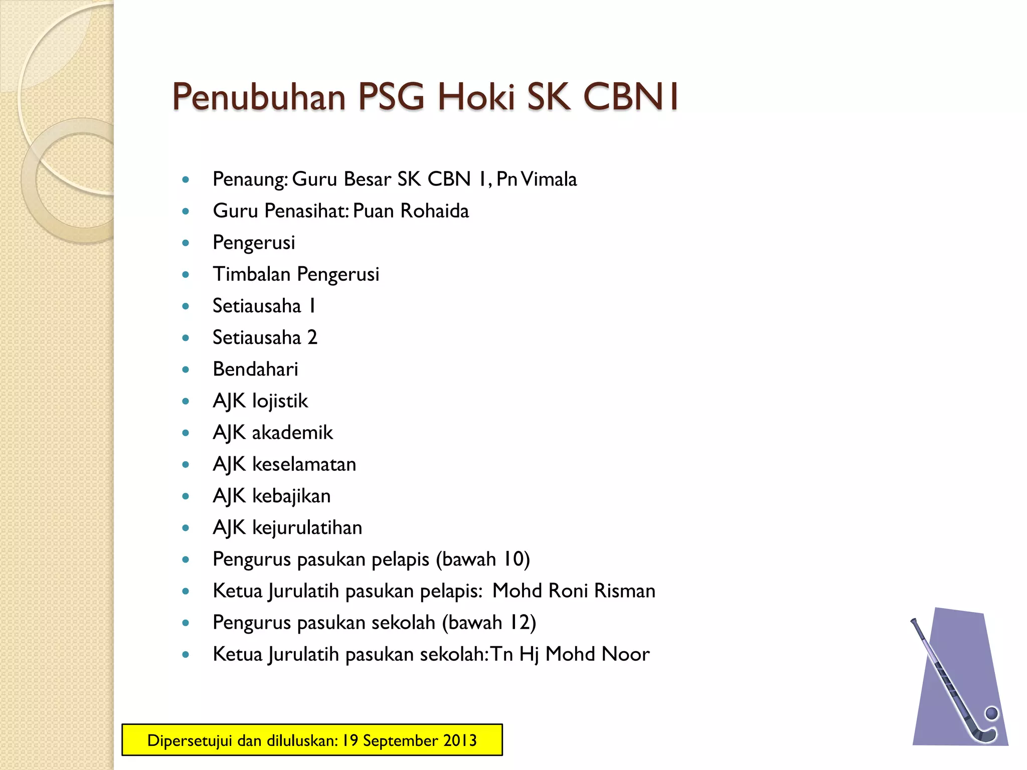 Program pengukuhan sukan hoki SK CBN1 | PDF