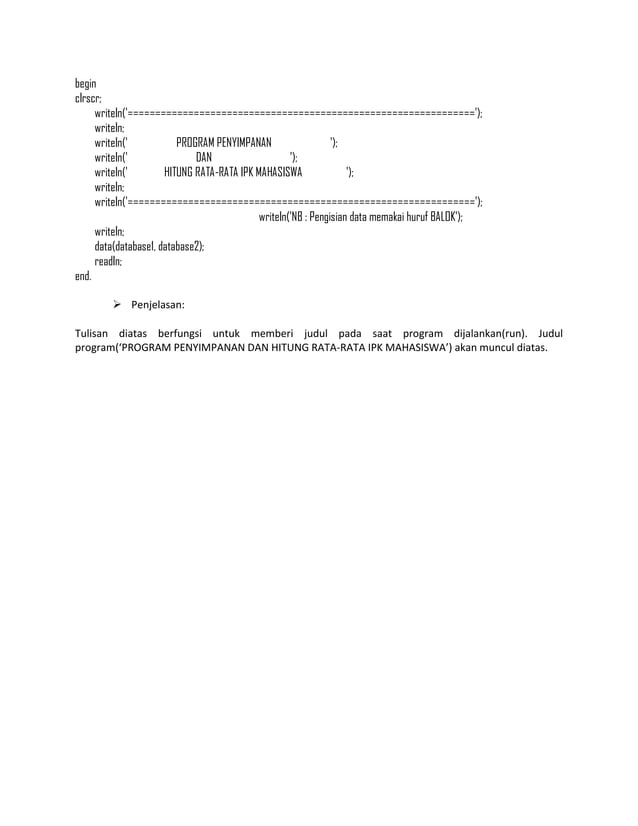 Program penyimpanan dan hitung IPK | PDF