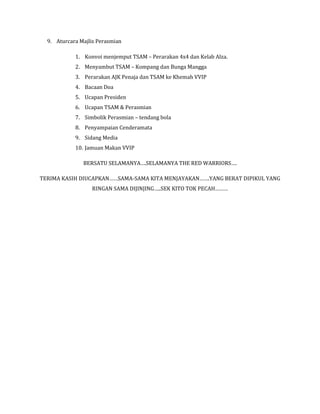 Program perasmian kelab | DOCX