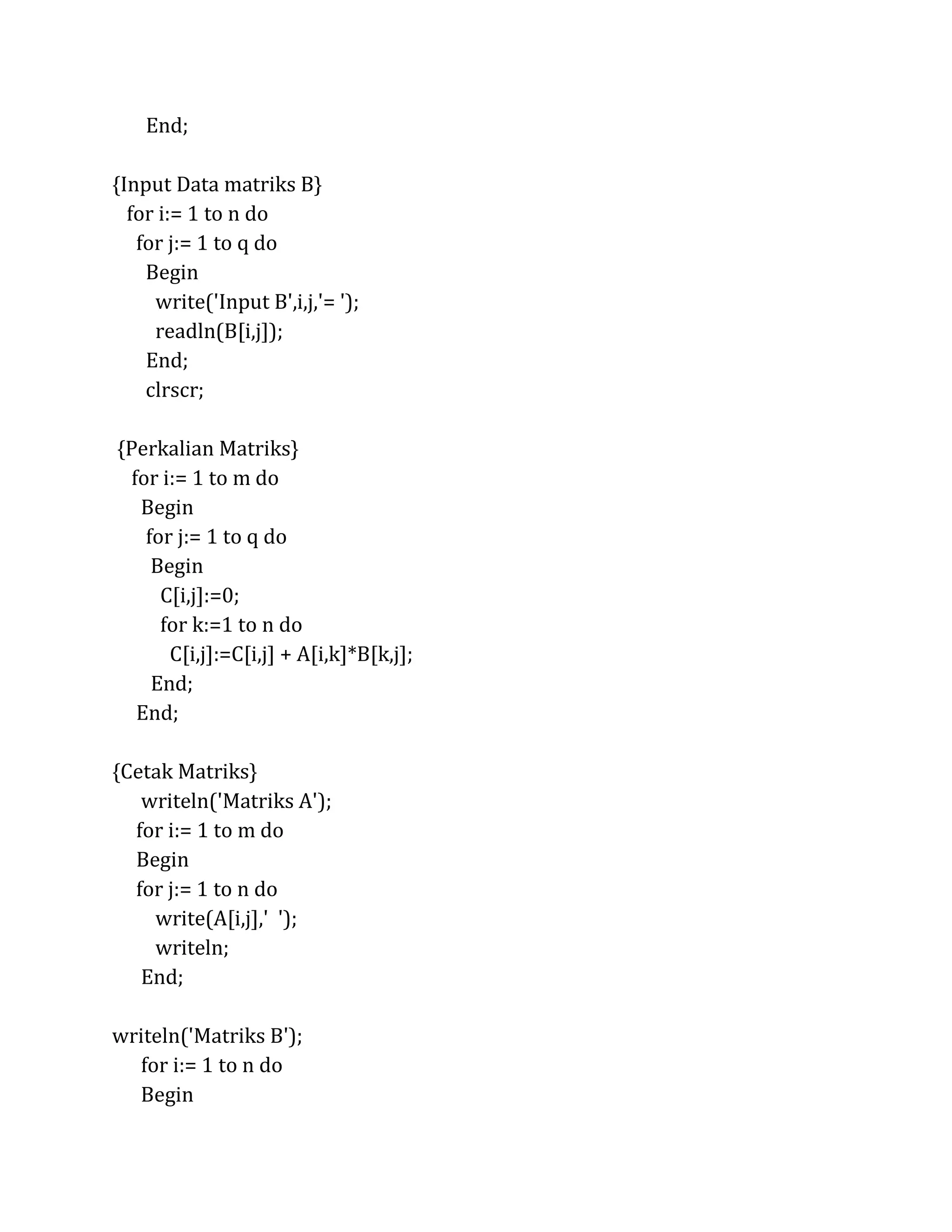 Program perkalian matriks | PDF