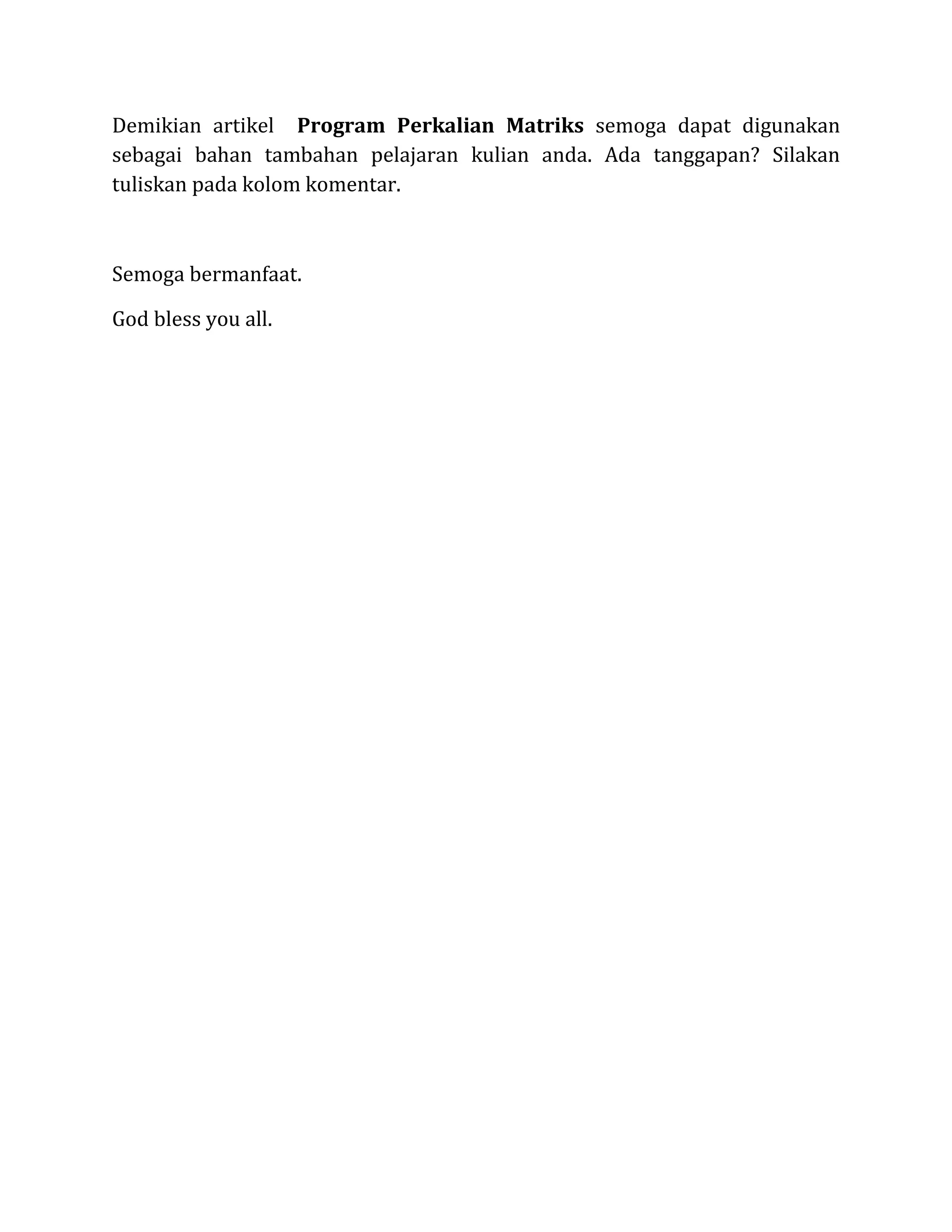 Program perkalian matriks | PDF
