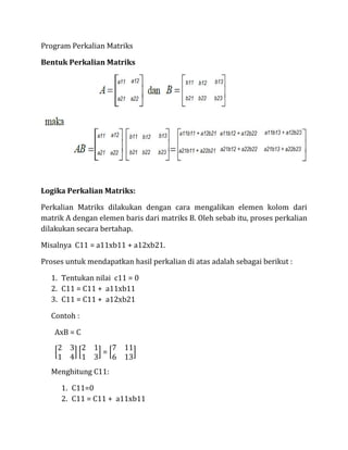 Program perkalian matriks | PDF