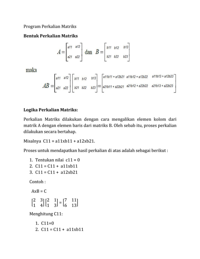 Program perkalian matriks | PDF
