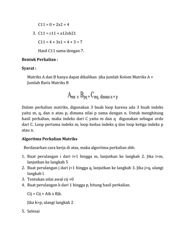 Program perkalian matriks | PDF