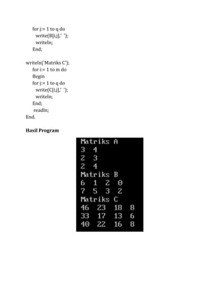 Program perkalian matriks | PDF