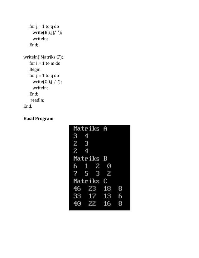 Program perkalian matriks | PDF