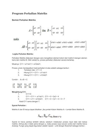Program dan Flowchart Perkalian Matriks | PDF