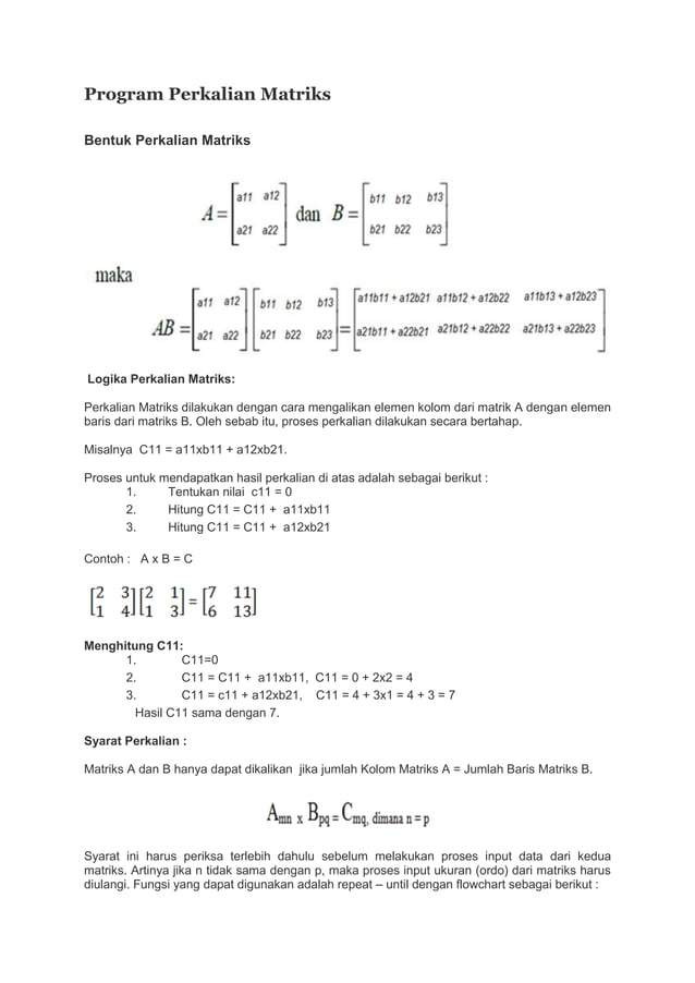 Program dan Flowchart Perkalian Matriks | PDF