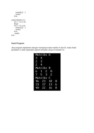 Program dan Flowchart Perkalian Matriks | PDF
