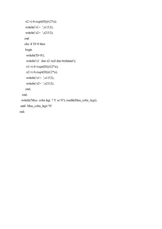 Program persamaan kuadrat | PDF