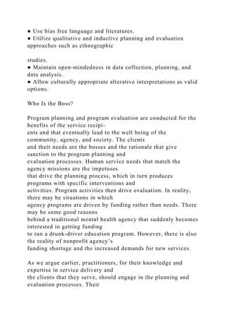 PROGRAM PLANNINGAND EVALUATION PRACTICALCONSIDERATIONS AN.docx