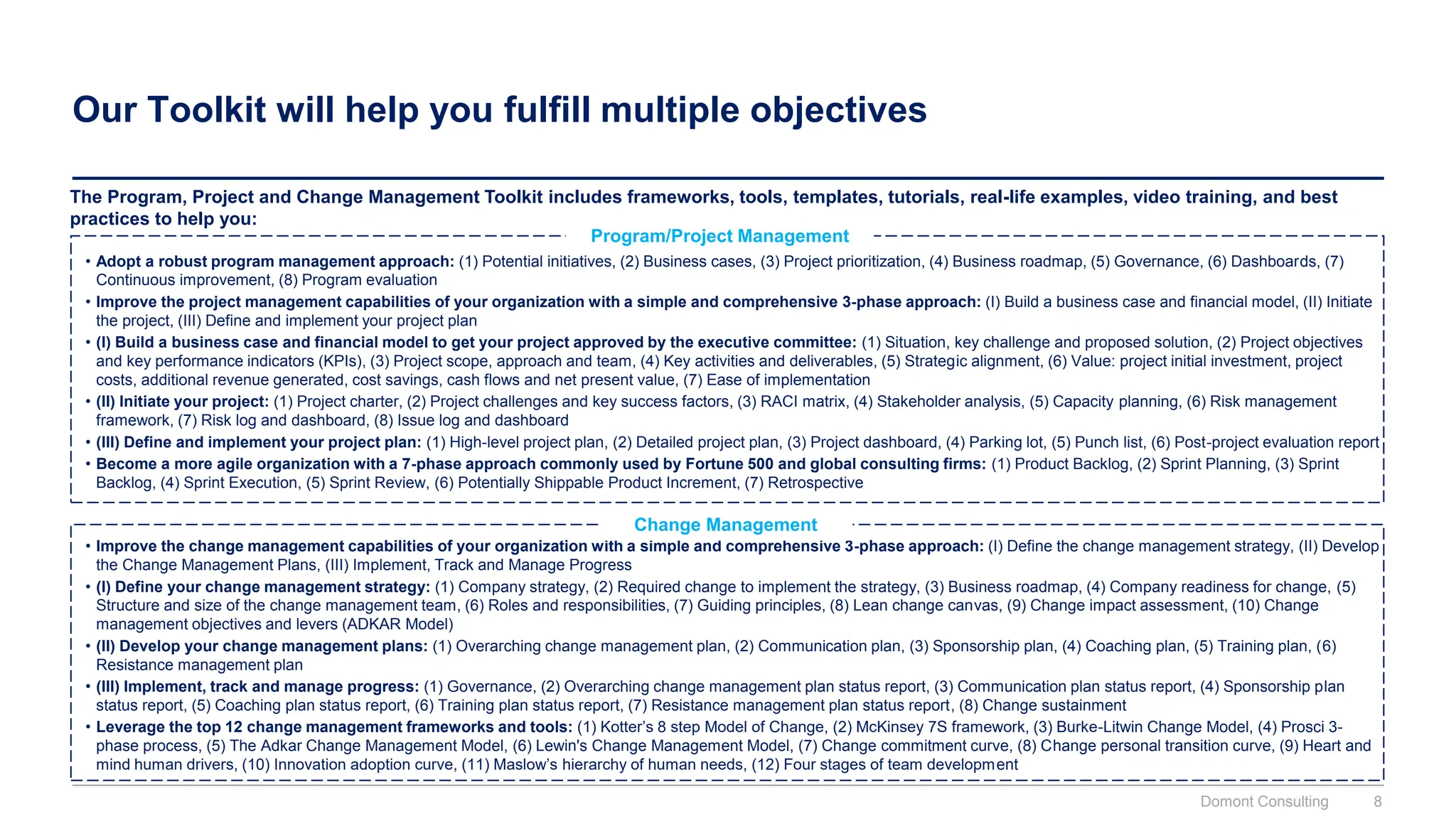 Program, Project and Change Management Toolkit and Playbook | PPTX