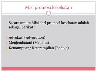 Program promosi kesehatan di internasional | PPTX