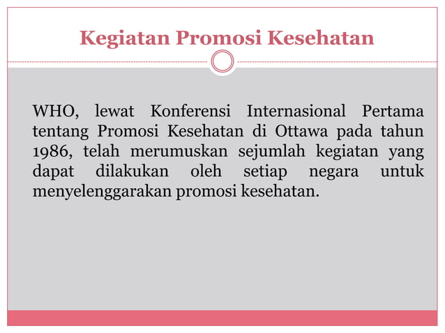 Program promosi kesehatan di internasional | PPTX