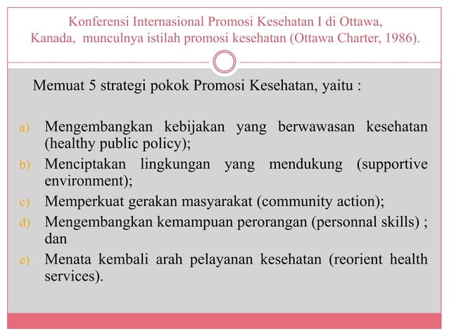 Program promosi kesehatan di internasional | PPTX