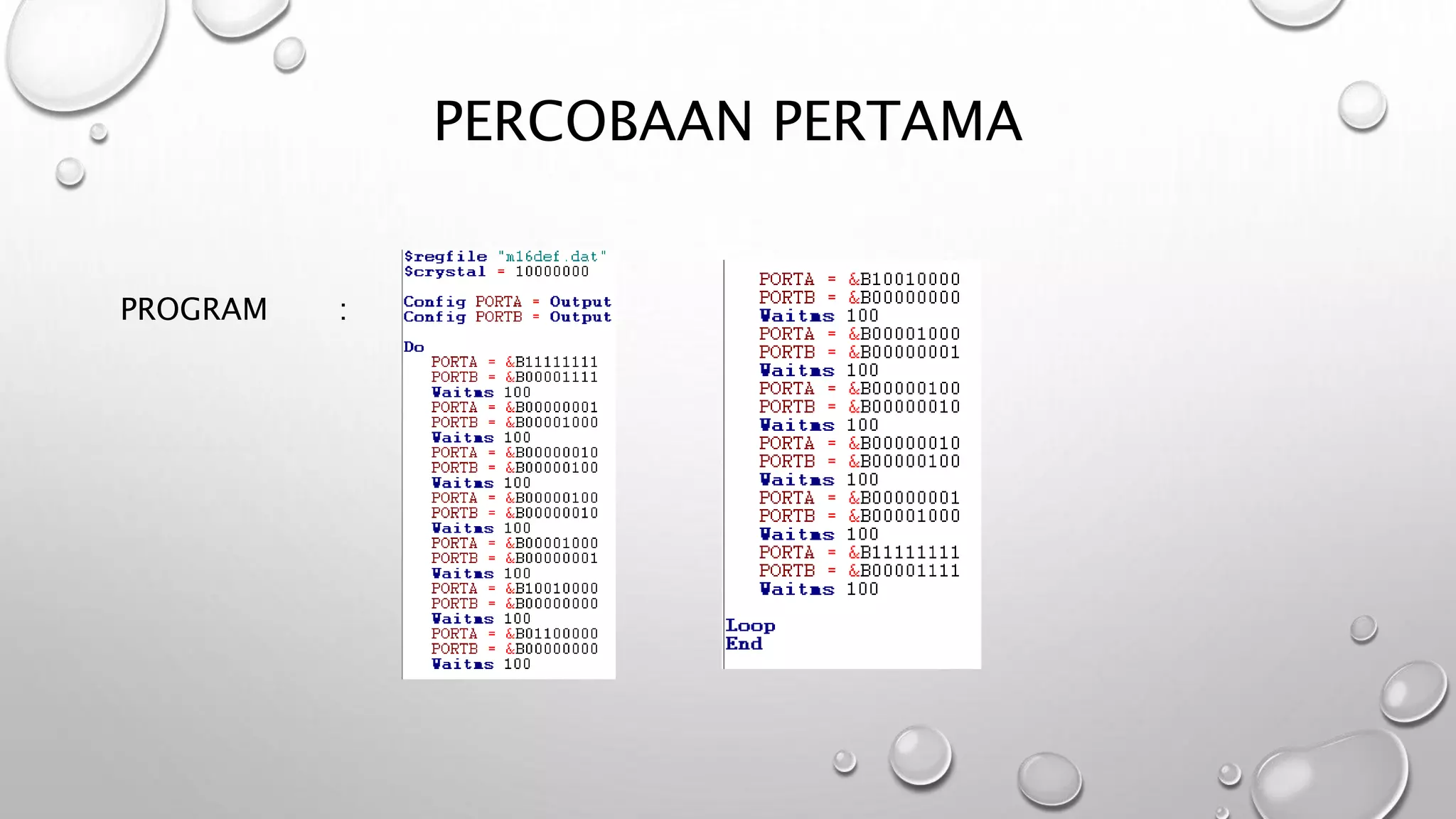 Program running led menggunakan mikrokontorler atmega16 | PPTX