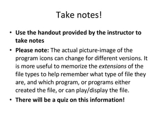 Programs, File Types, Icons | PPT