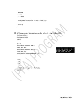 C Language Programs | DOCX